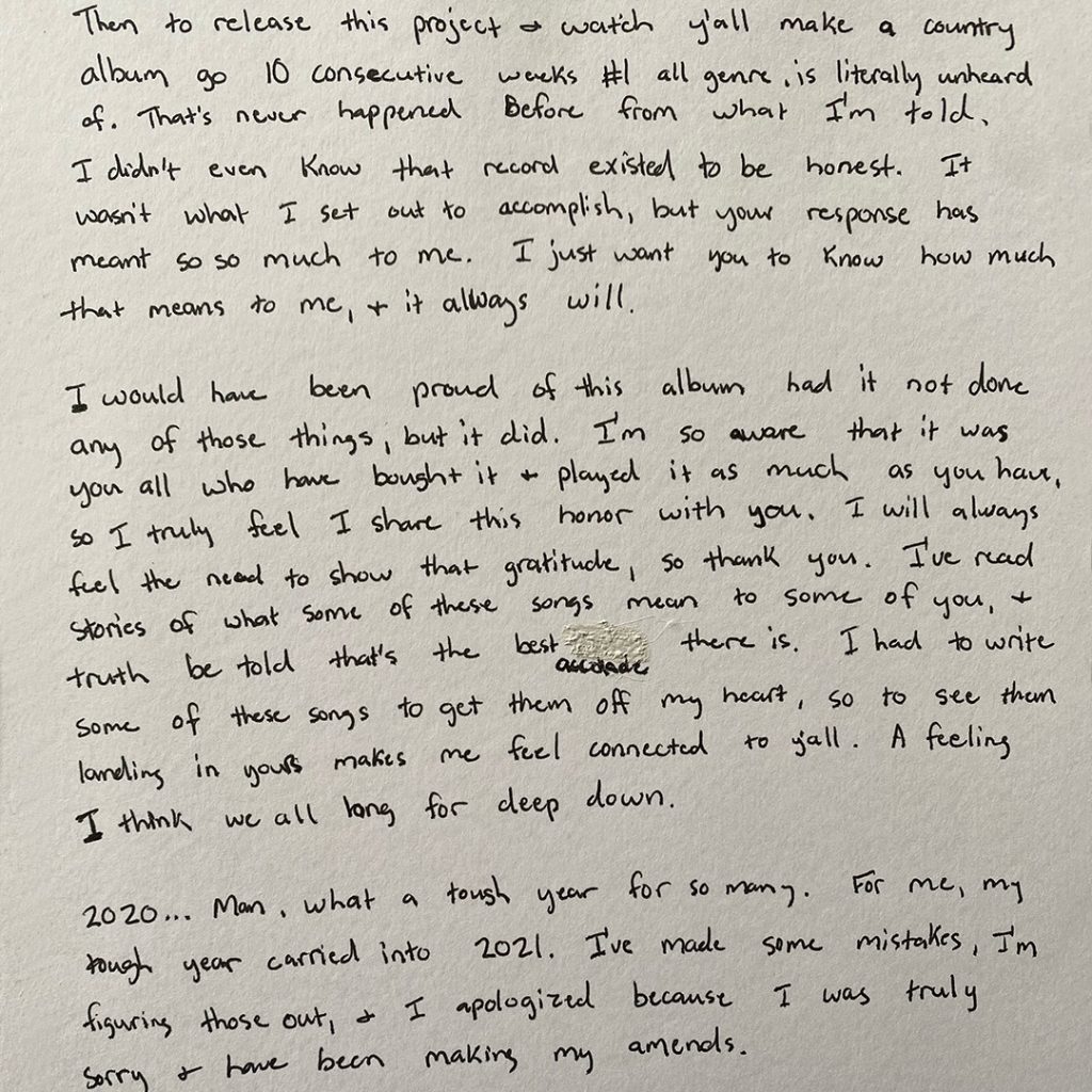 Morgan Wallen Writes 4 Page Heart Felt Letter To His Fans | Nashville.com