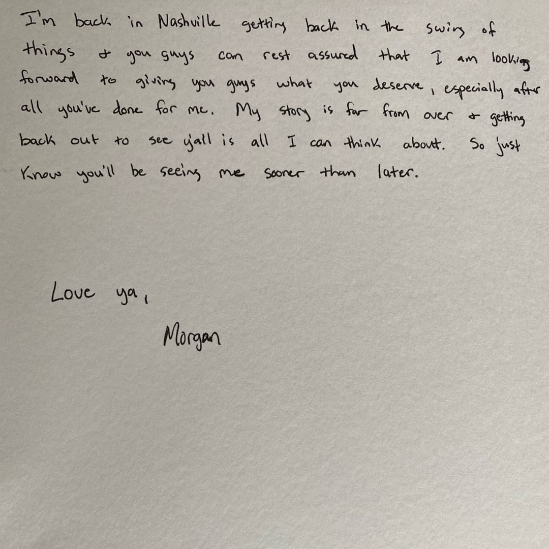 Morgan Wallen Writes 4 Page Heart Felt Letter To His Fans | Nashville.com